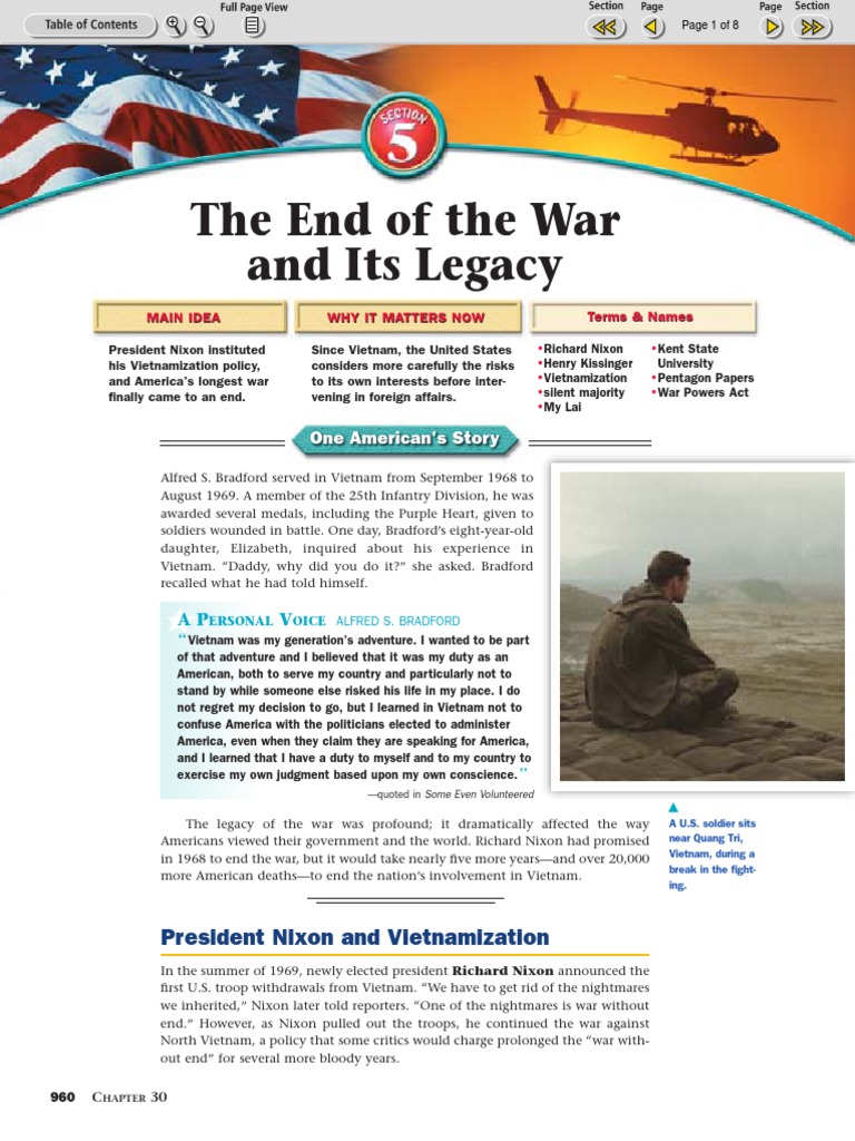 The End of The War and Its Legacy: President Nixon and Vietnamization ...