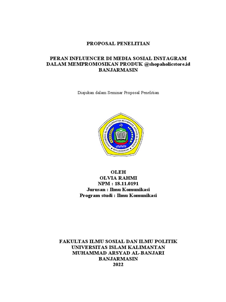 1 Rev Proposal Skripsi - Olvia Rahmi - Bismillah Seminar | PDF