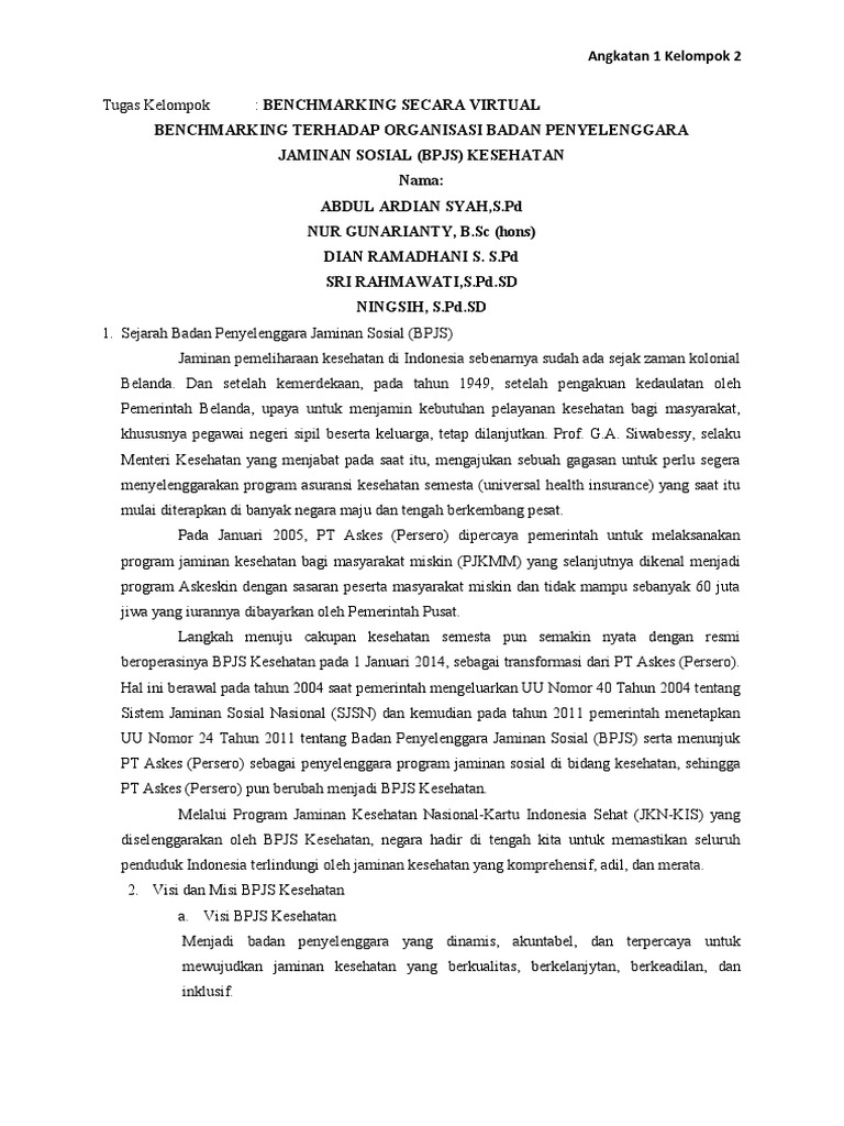 Tugas Kelompok Benchmarking BPJS Kesehatan | PDF