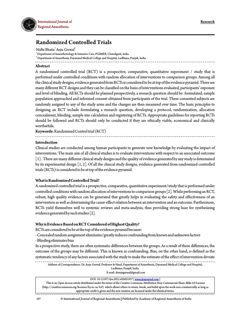 Randomized Controlled Trials | PDF | Randomized Controlled Trial ...