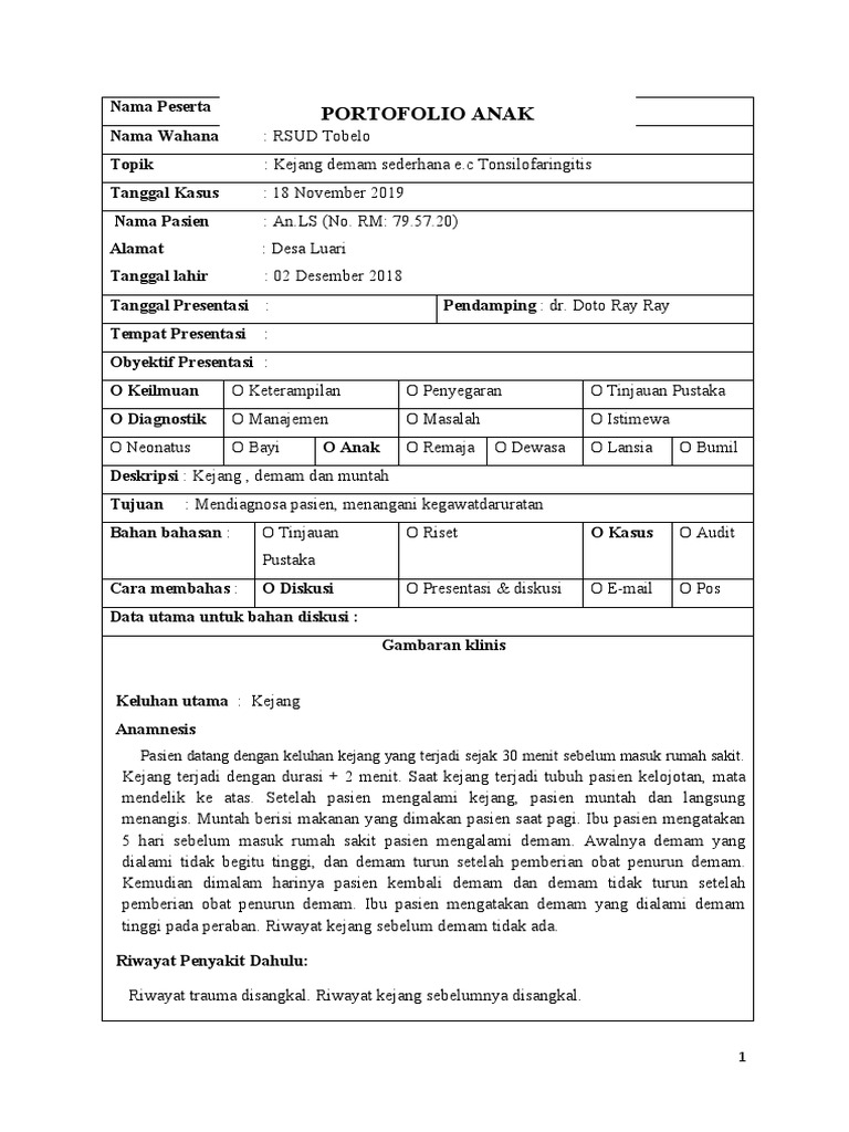Lapkas Kejang Demam Sederhana | PDF | Sains & Matematika