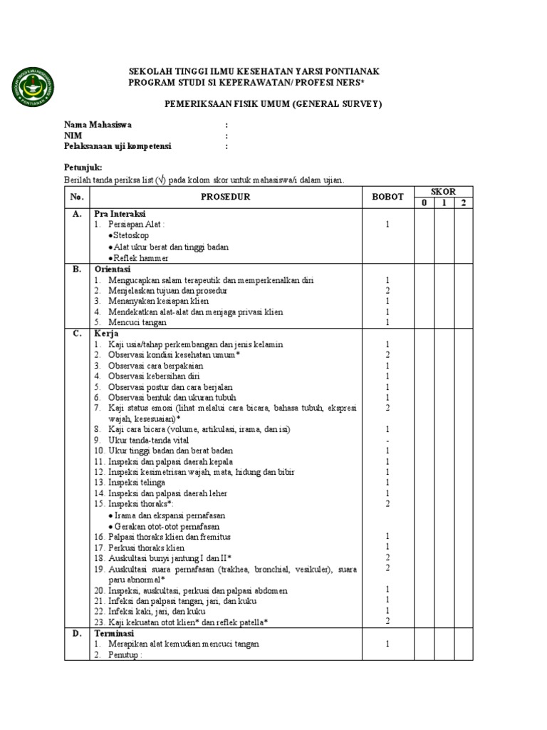 General Survey Checklist | PDF