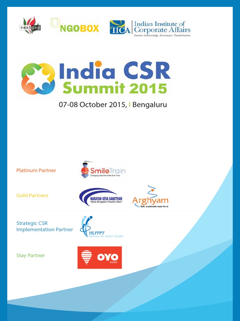 India CSR Summit 2015-Brochure-LT | PDF | Corporate Social ...