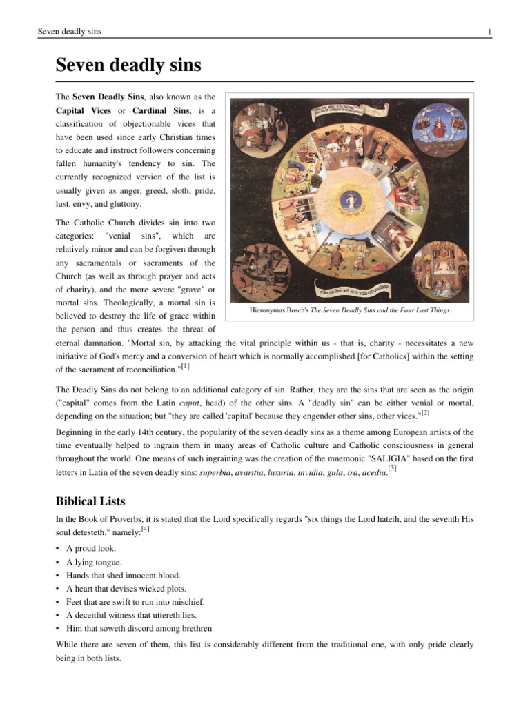 Overview of the Seven Deadly Sins | PDF | Seven Deadly Sins | Christianity