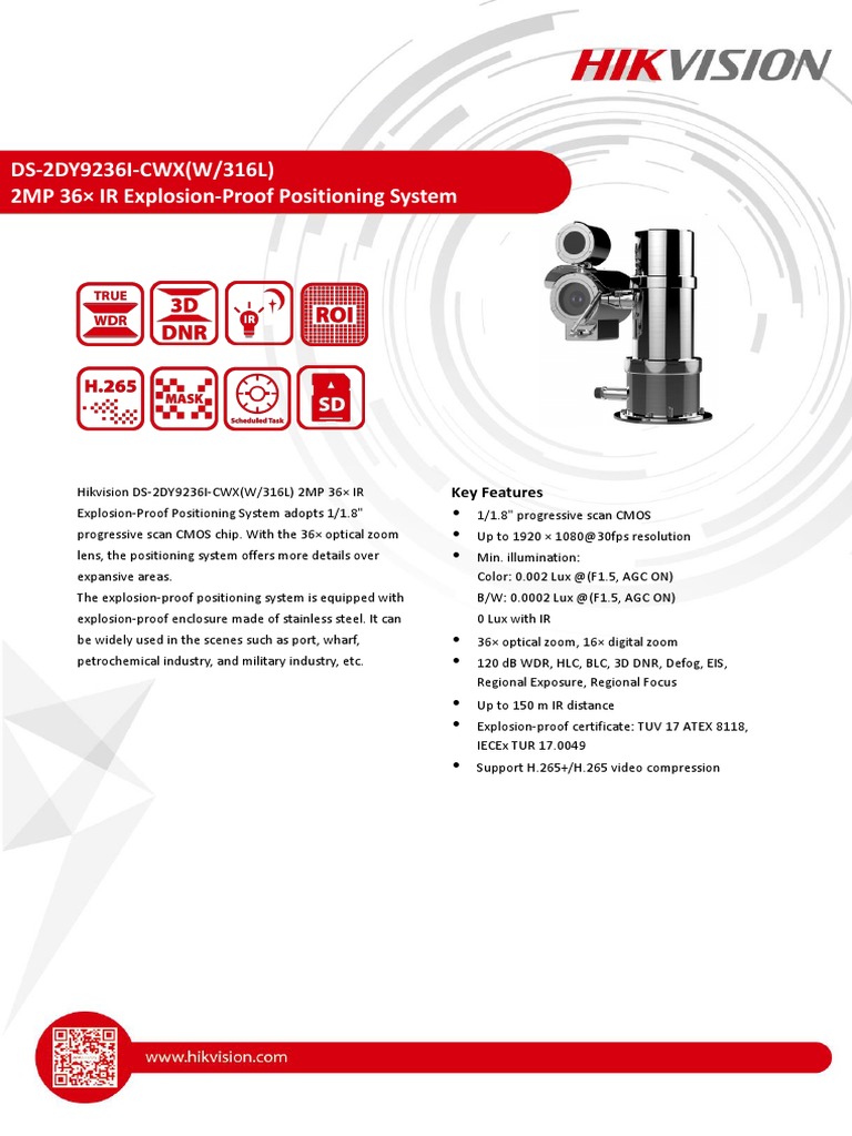 DS-2DY9236I-CWX (W/316L) 2MP 36× IR Explosion-Proof Positioning System ...