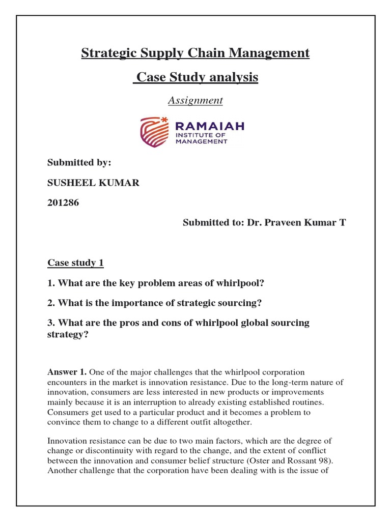 Strategic Supply Chain Management Case Study Analysis: Assignment | PDF ...