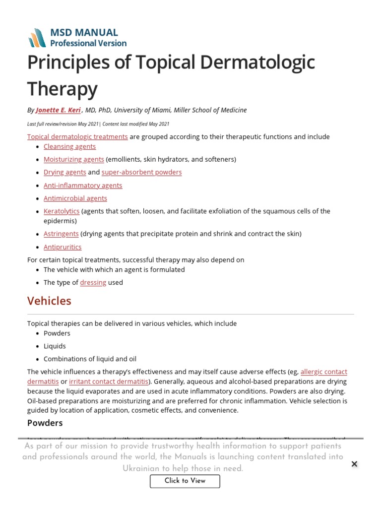 Principles of Topical Dermatologic Therapy - Dermatologic Disorders ...