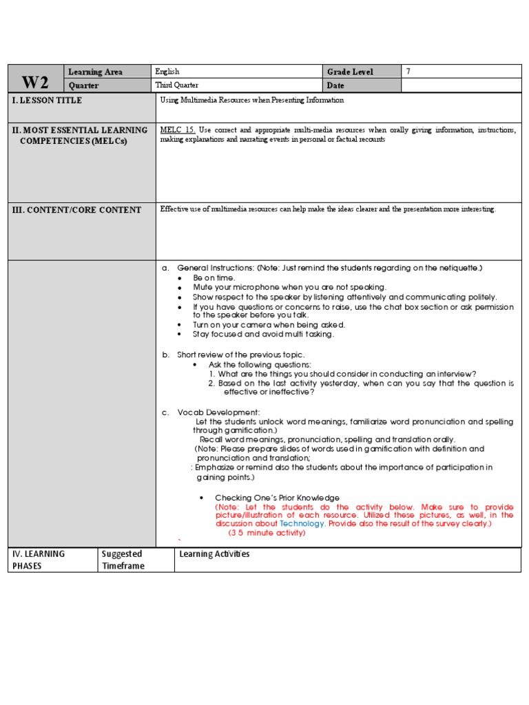 Week 2 Day 1 English 7 | PDF | Multimedia | Graphics