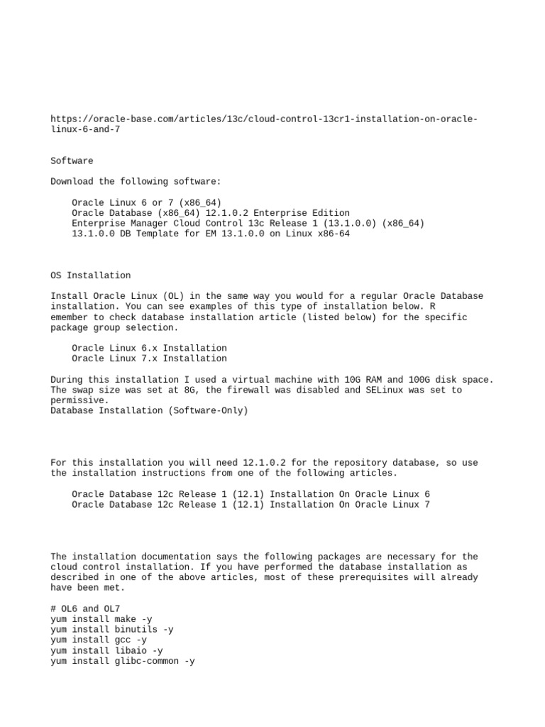 Cloud Control 13c Installations | PDF | Software Repository | Login
