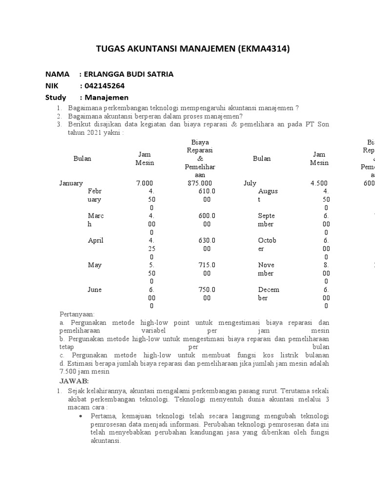 Tugas 1 Akuntansi Manajemen | PDF