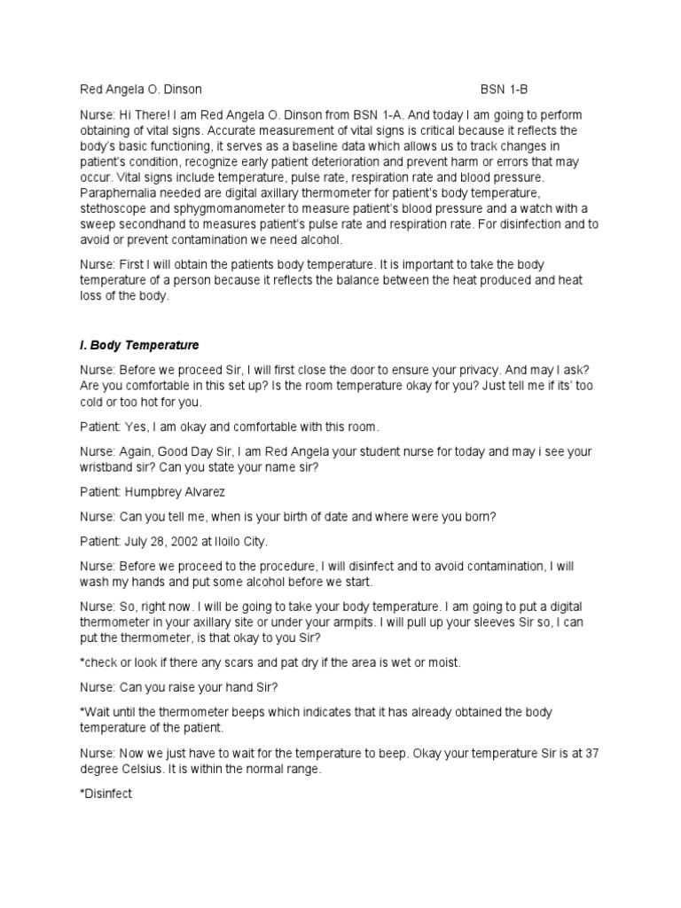 Vital Signs Script | PDF | Clinical Medicine | Cardiovascular System