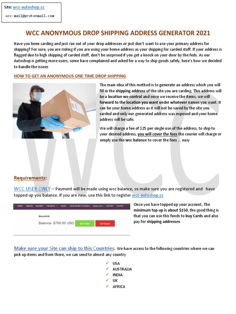 Drop Address Forwarder WCC | PDF | Fee | Courier