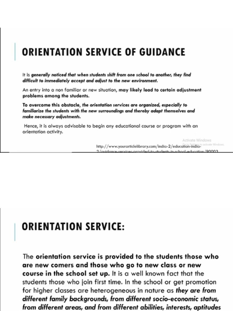 Orientation Services | PDF