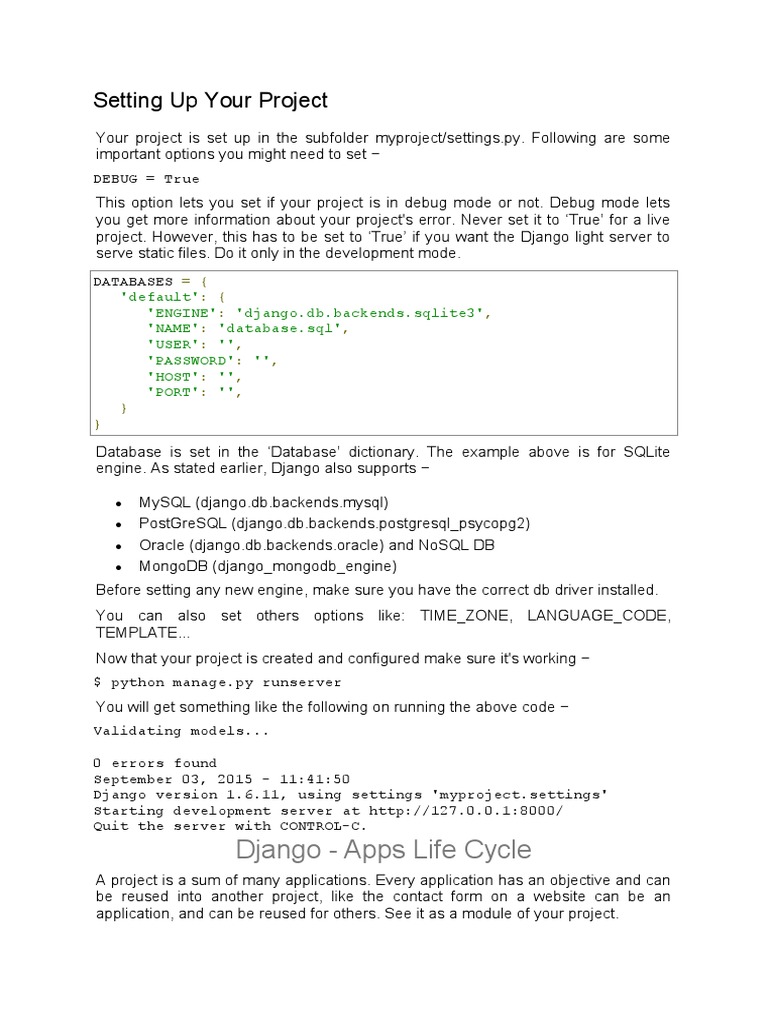 Setting Up Your Project: Django - Apps Life Cycle | PDF | System ...