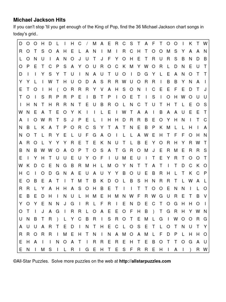 MJ Word Search | PDF | Works | Recorded Music