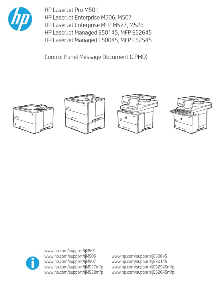 Control Panel Message Document (CPMD)- HP LaserJet Pro M501HP LaserJet ...