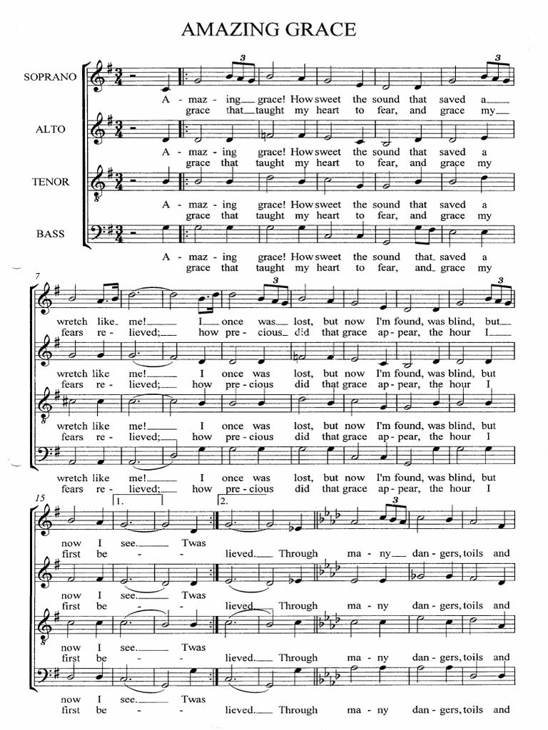 Amazing Grace: Jfefr - . - :J | PDF | Singing | Choral Music