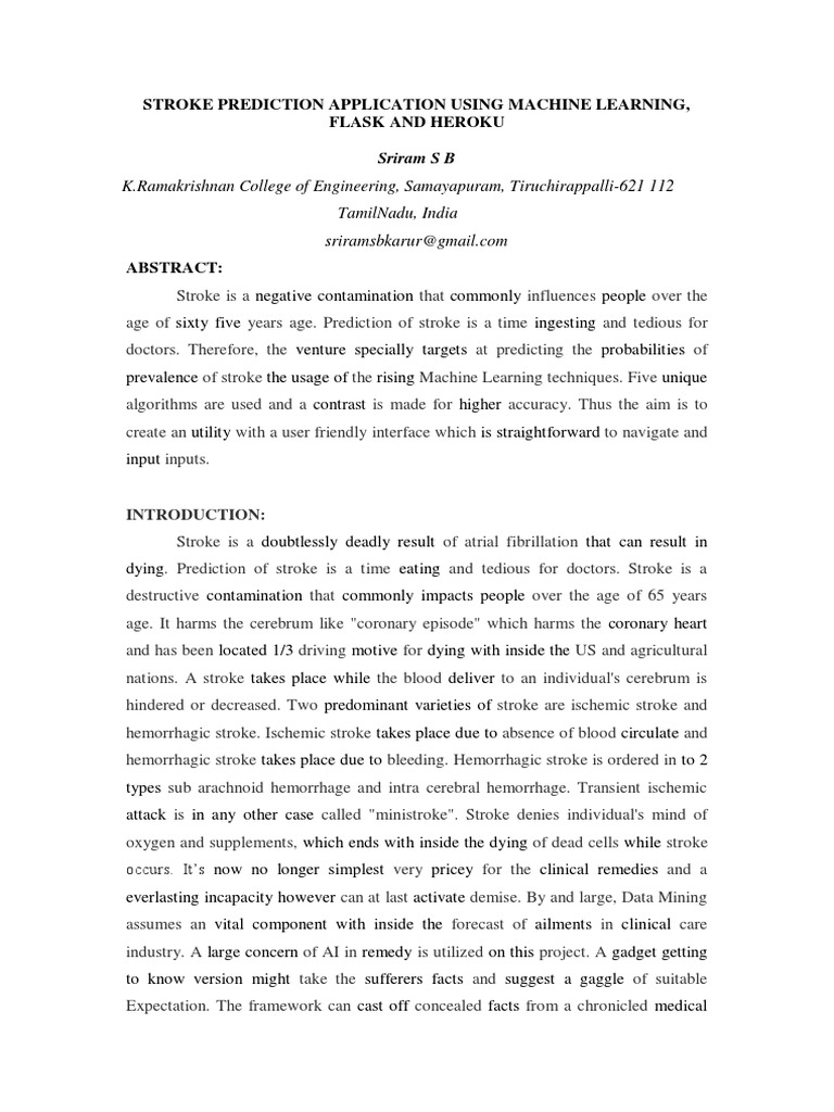 Stroke Prediction Project Report | PDF | Stroke | Logistic Regression