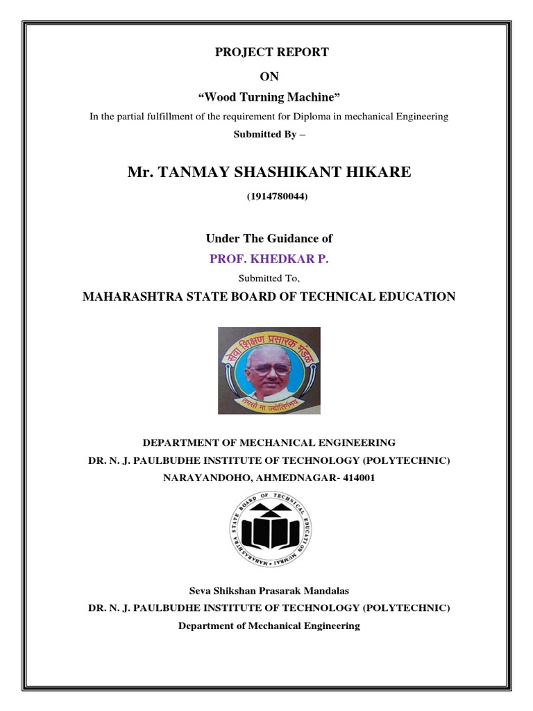 Diploma Third Year Project Report | PDF | Woodworking | Metalworking