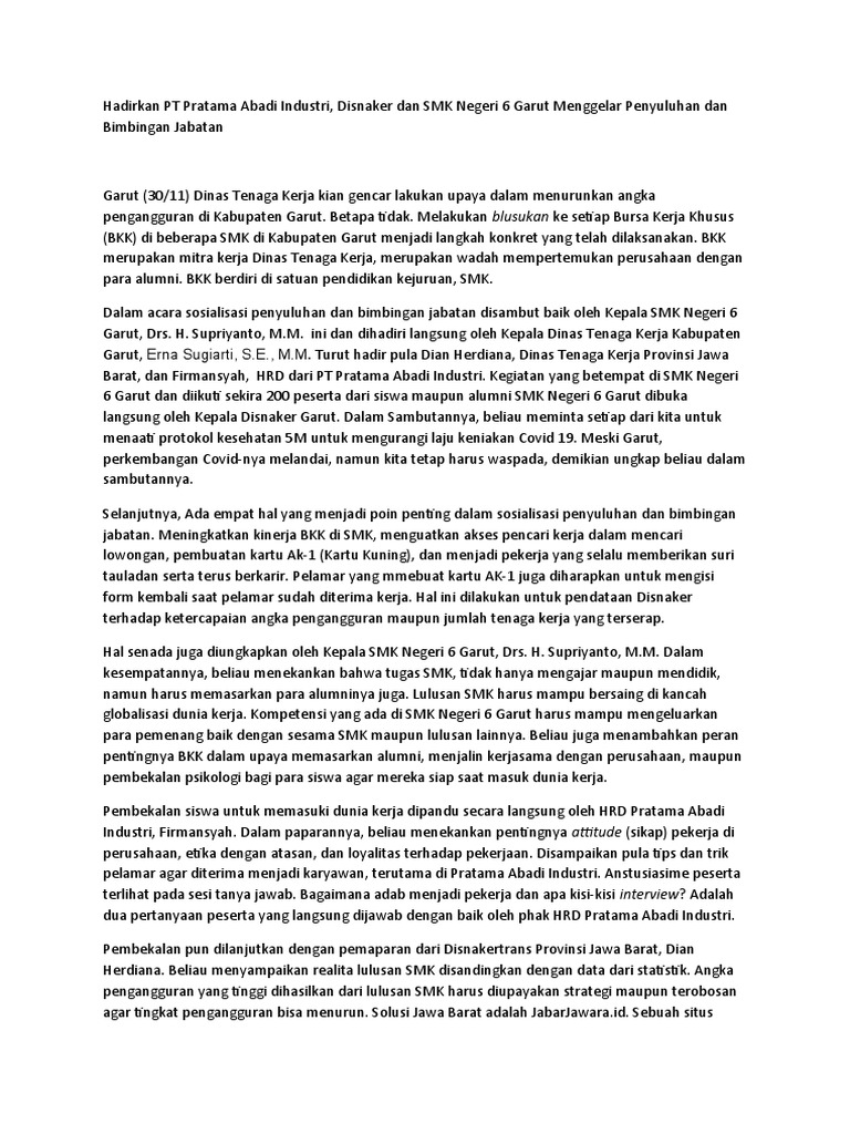 Hadirkan PT Pratama Abadi Industri | PDF