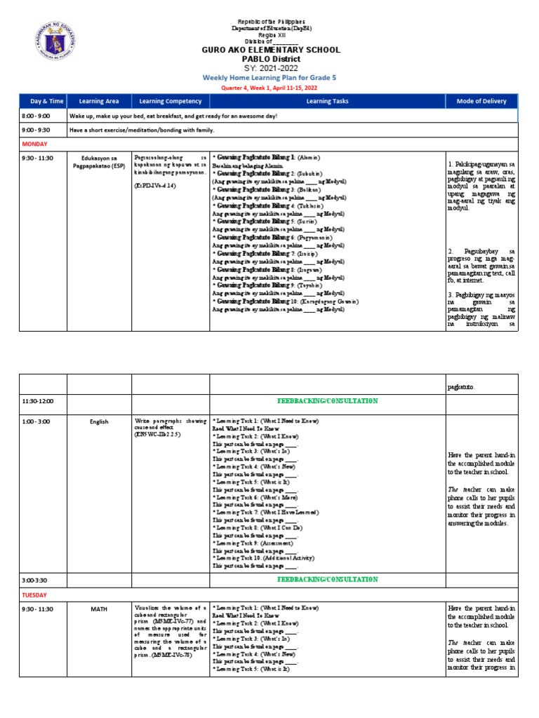 WHLP Grade 5 Q4 W2 | PDF