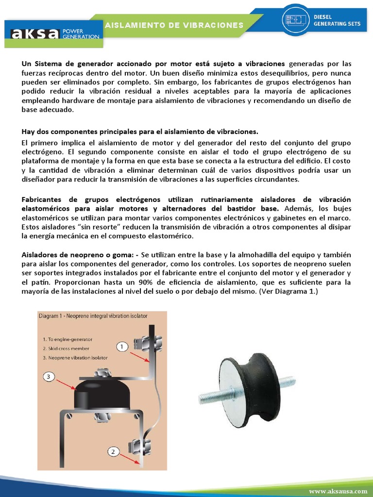Vibration Isolation For Generator Set ESPAÑOL | PDF | Aislador ...
