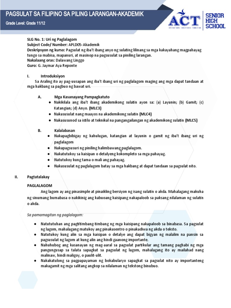 SLG 2 Akademik (Final) | PDF