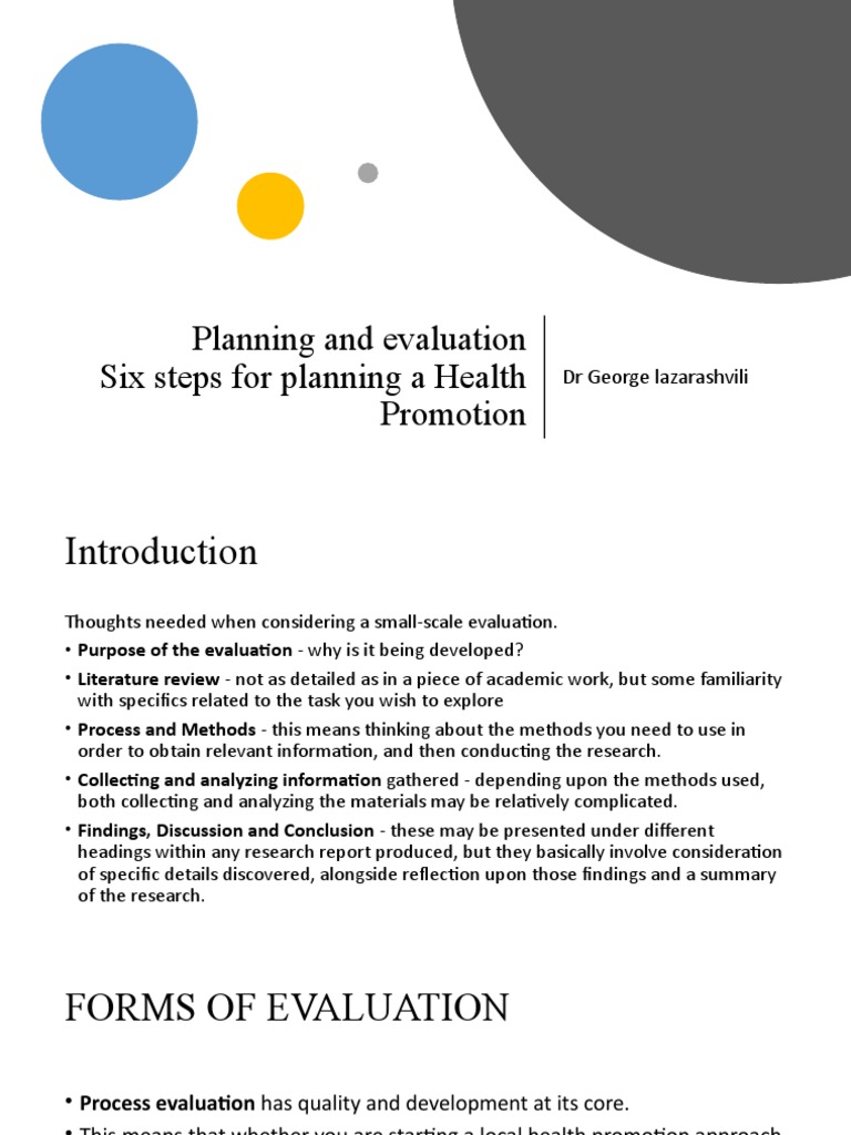 Six Steps For Planning A Health Promotion | PDF | Evaluation | Goal