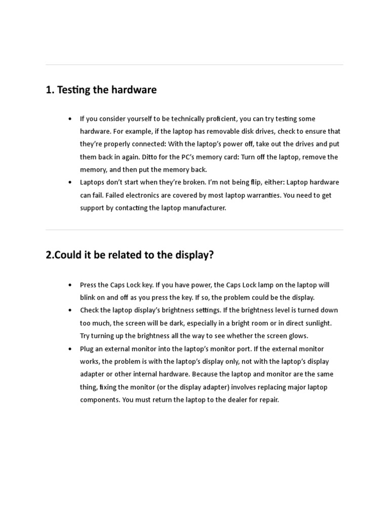 Troubleshooting PC | PDF | Laptop | Computer Hardware