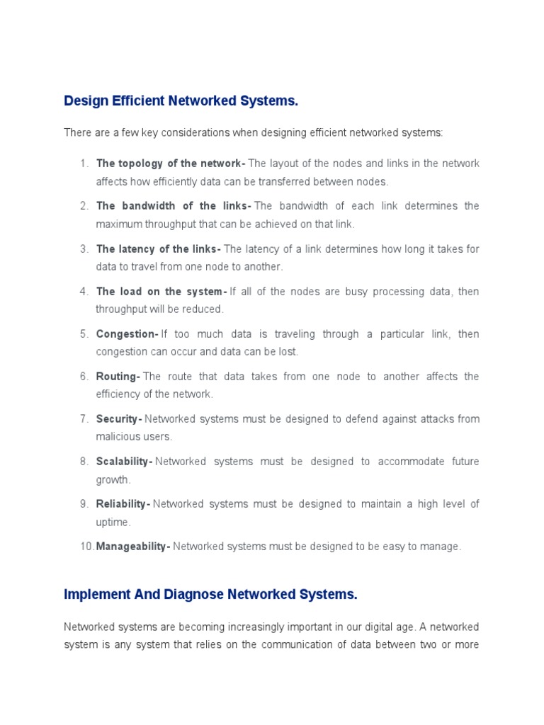 Design Efficient Networked Systems | Download Free PDF | Computer Network | Internet Protocols