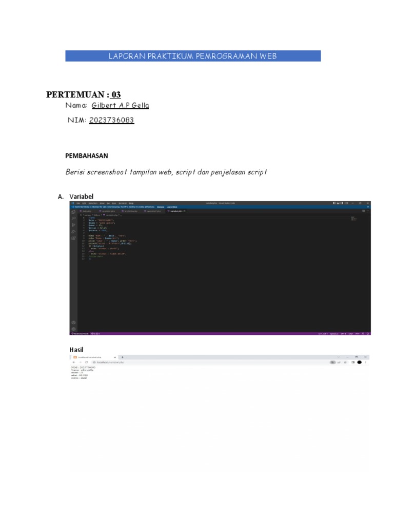 Laporan Praktikum Pemrograman Web 3 | PDF