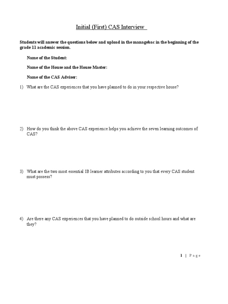 Indus - Initial CAS Interview Form | PDF