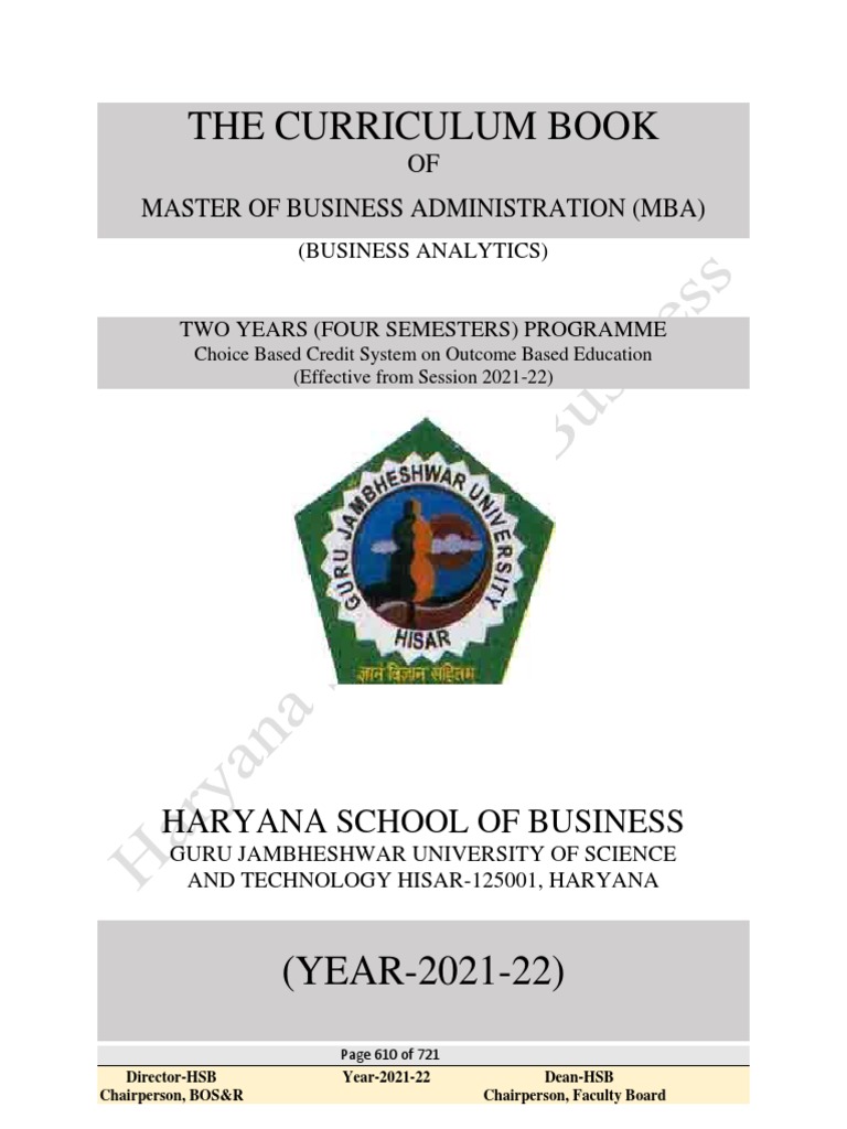 Master of Business Administration in Business Analytics: A ...