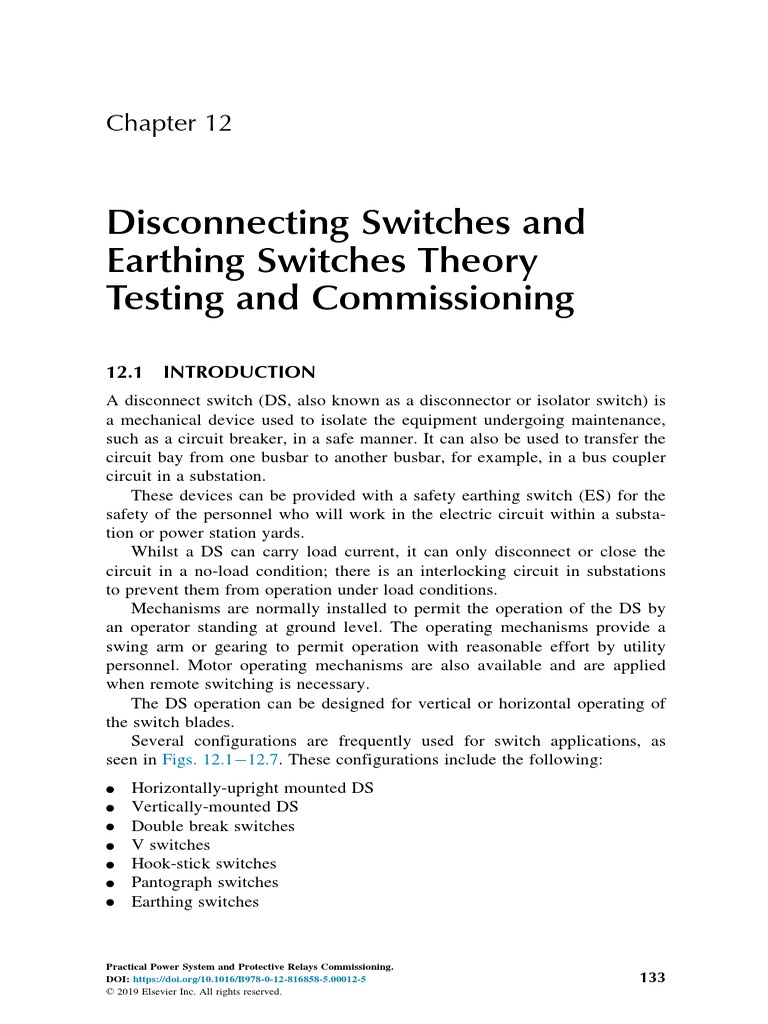 Disconnecting Switches and Earthing Switches Theory Testing and Co ...