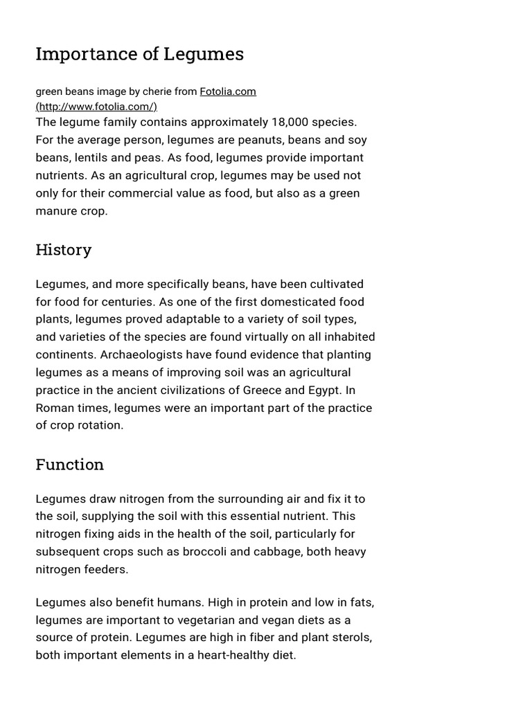 Legumes and Their Importance | PDF | Legume | Bean