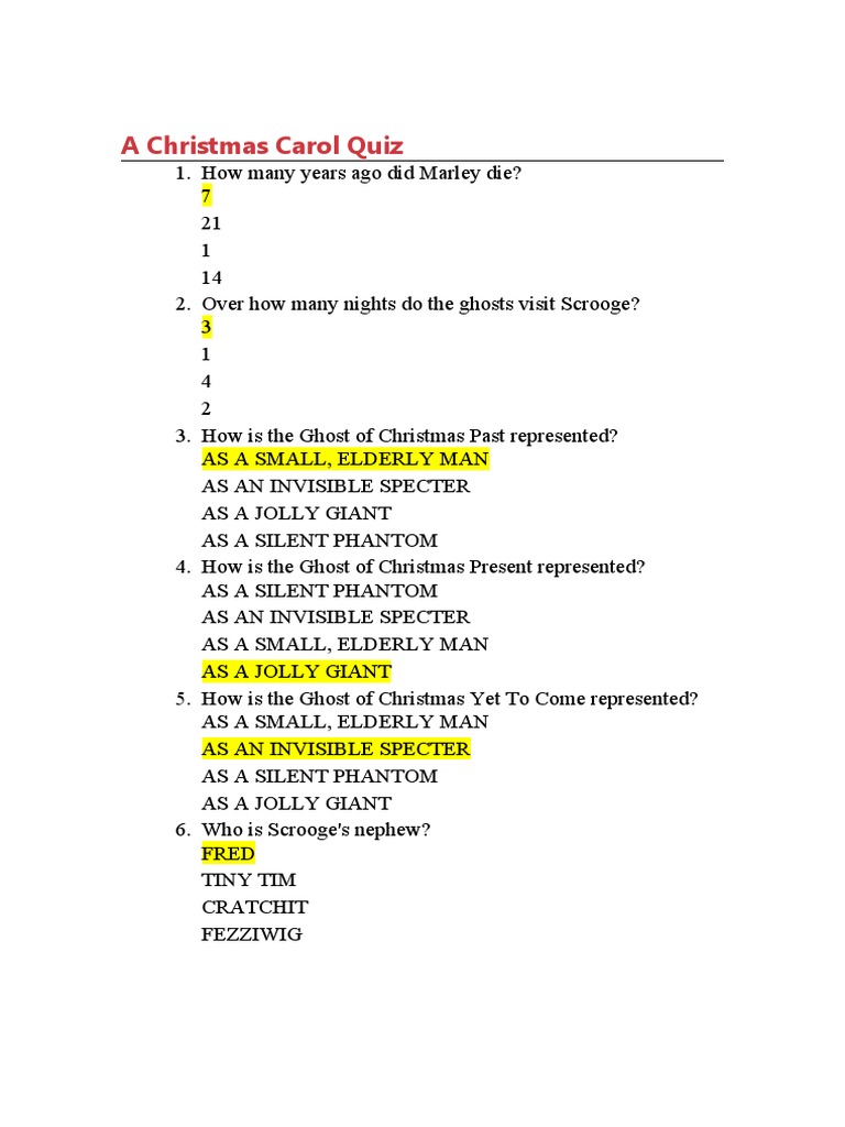 Task On A Christmas Carol by Charles Dickens Trabajo | PDF | Ebenezer ...
