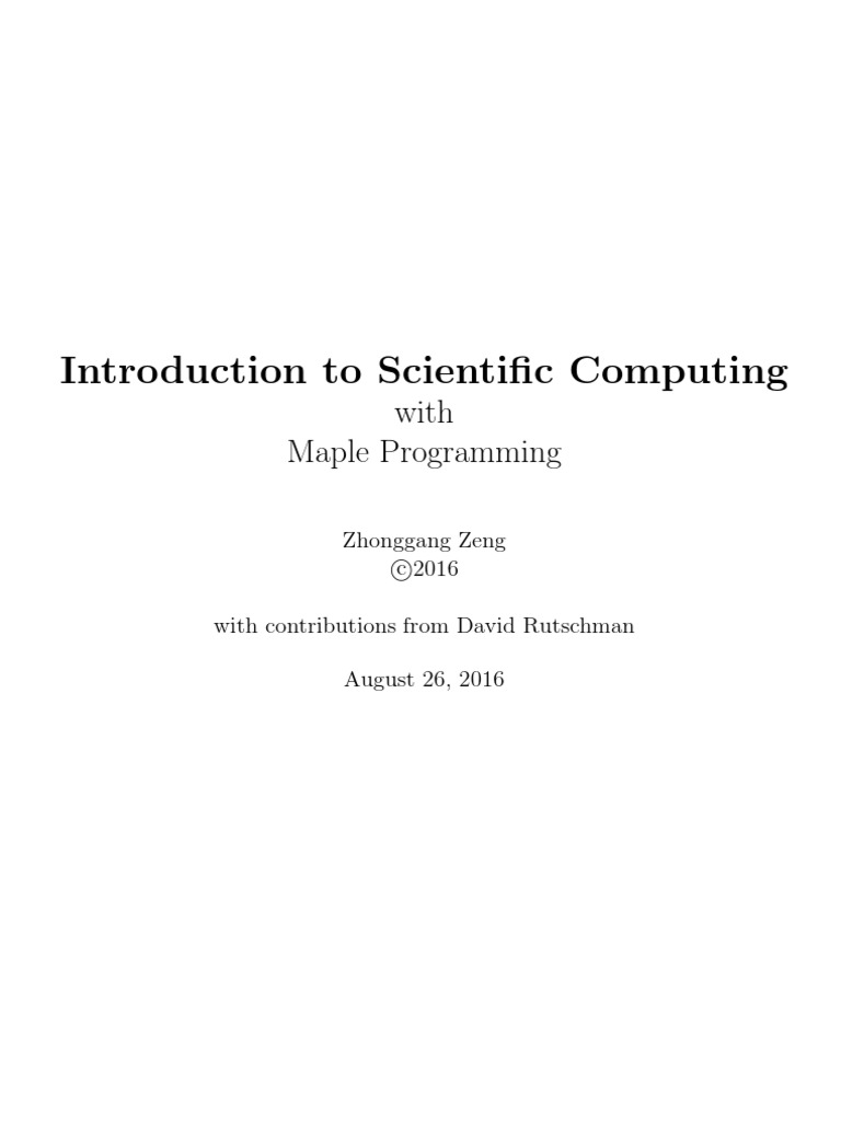 Introduction to Scientific Computing with Maple Programming | PDF ...