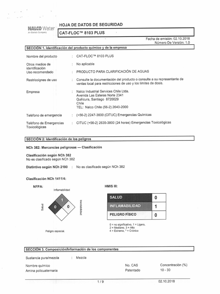 HDS Cat-Floc 8103 Plus | PDF