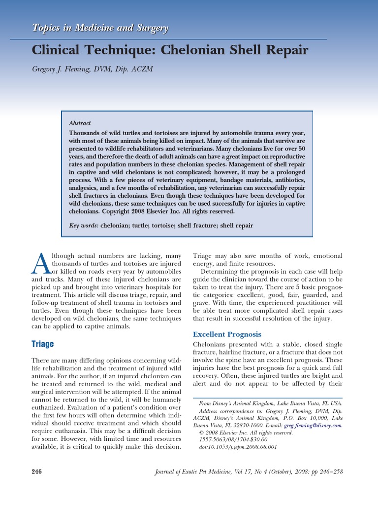 Clinical Technique - Chelonian Shell Repair | PDF | Wound | Anesthesia