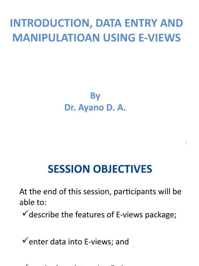 E-Views Data Entry and Manipulation Guide | PDF | Microsoft Excel ...