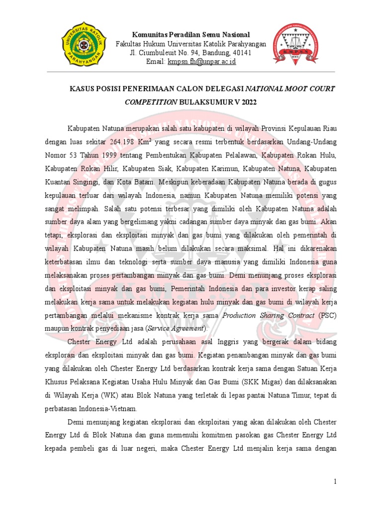 Kasus Posisi Penerimaan Calon Delegasi NMCC Bulaksumur V 2022 | PDF