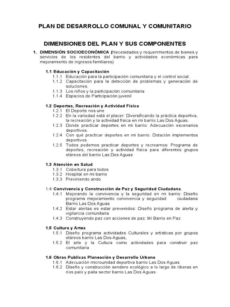 Ejes Del Plan de Desarrollo COMUNAL Y COMUNITARIO | PDF