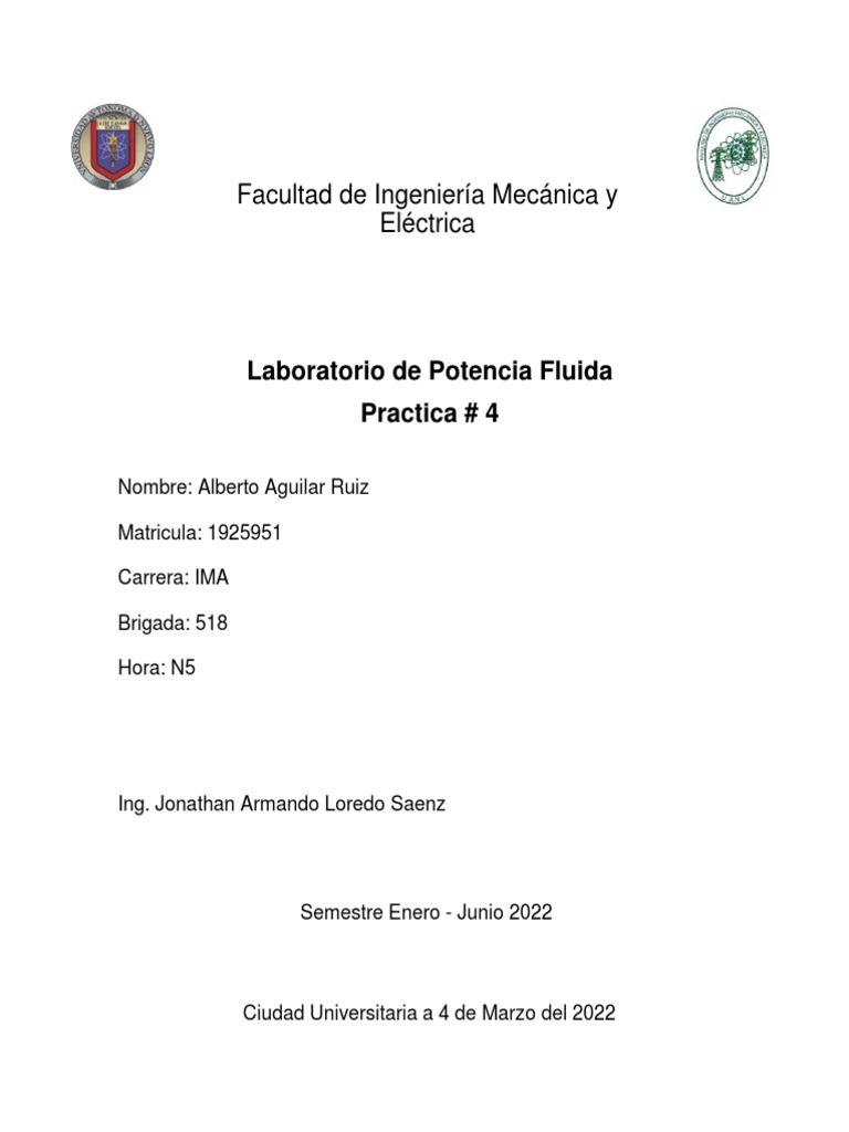 Practica 4 Lab de Potencia Fluida | PDF | Presión | Gases
