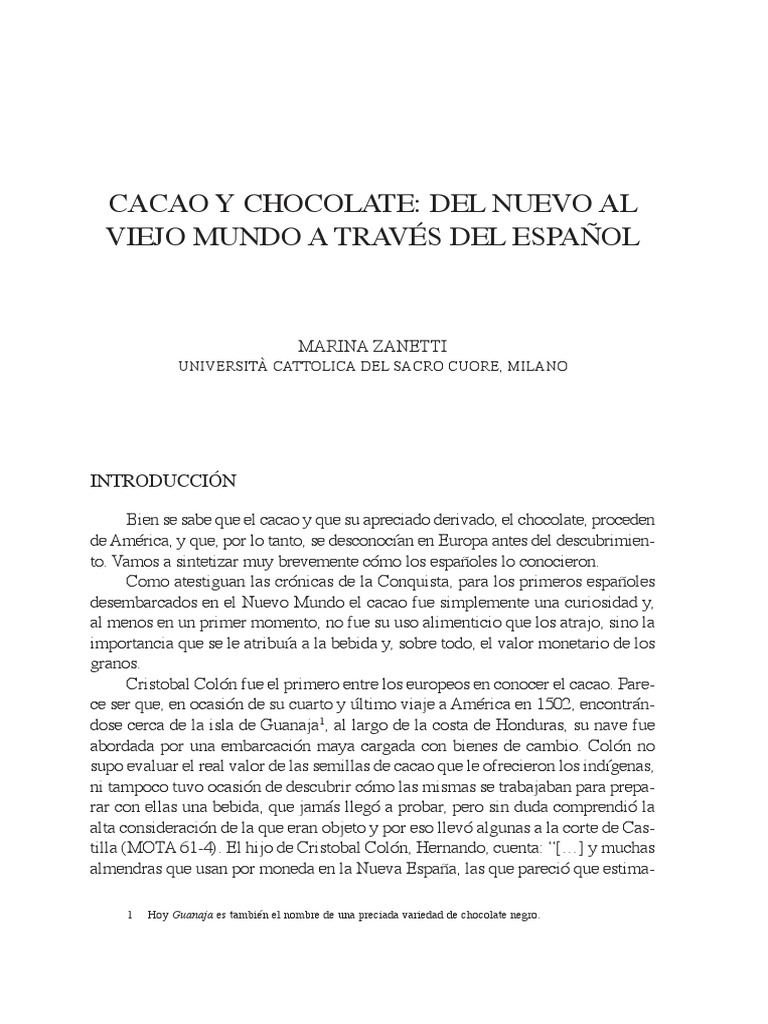 Etimología del cacao y chocolate en náhuatl | PDF | Chocolate | Náhuatl