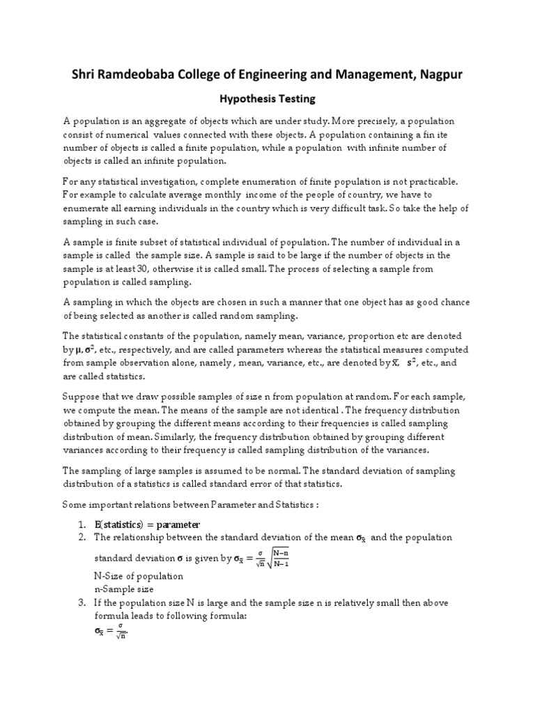 Testing Of Hypothesis For Large Sample Pdf Statistical Significance Statistical Hypothesis