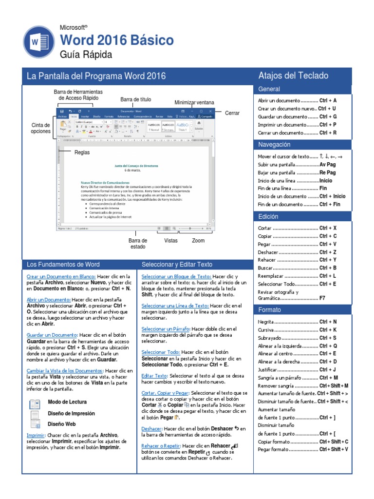 Word 2016 Basico Guia Rapida | PDF | Ventana (informática) | Informática