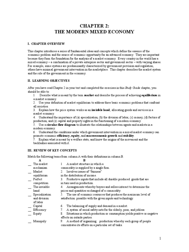 The Modern Mixed Economy: I. Chapter Overview | PDF | Market (Economics ...