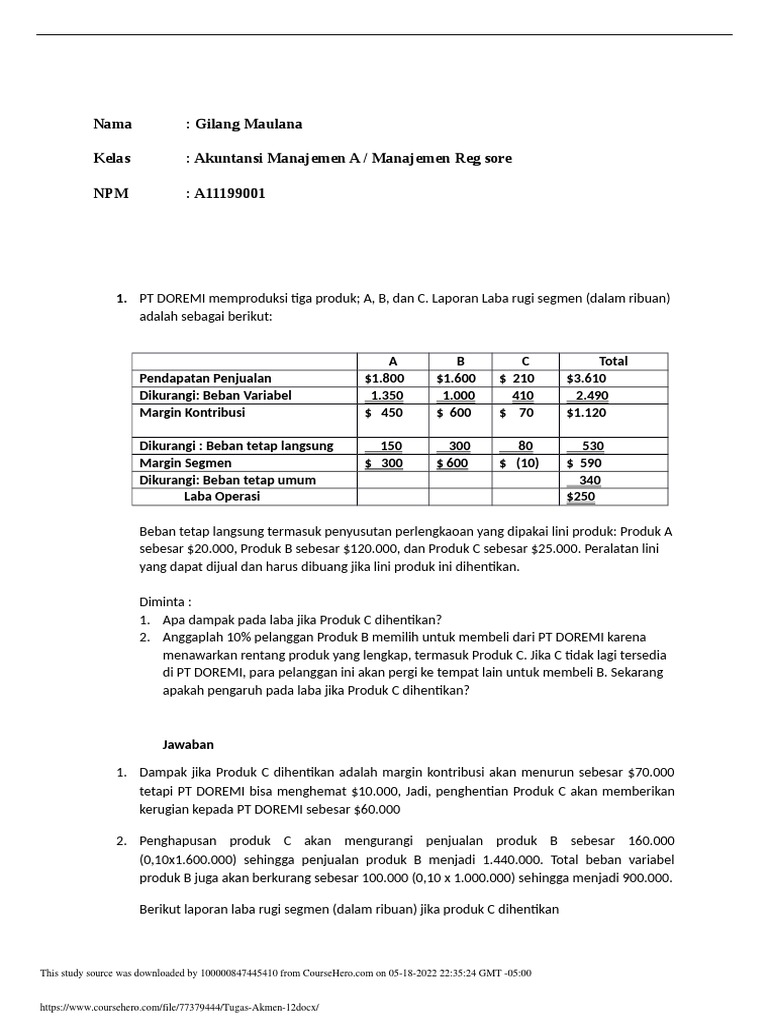 Tugas Akmen 12 | PDF