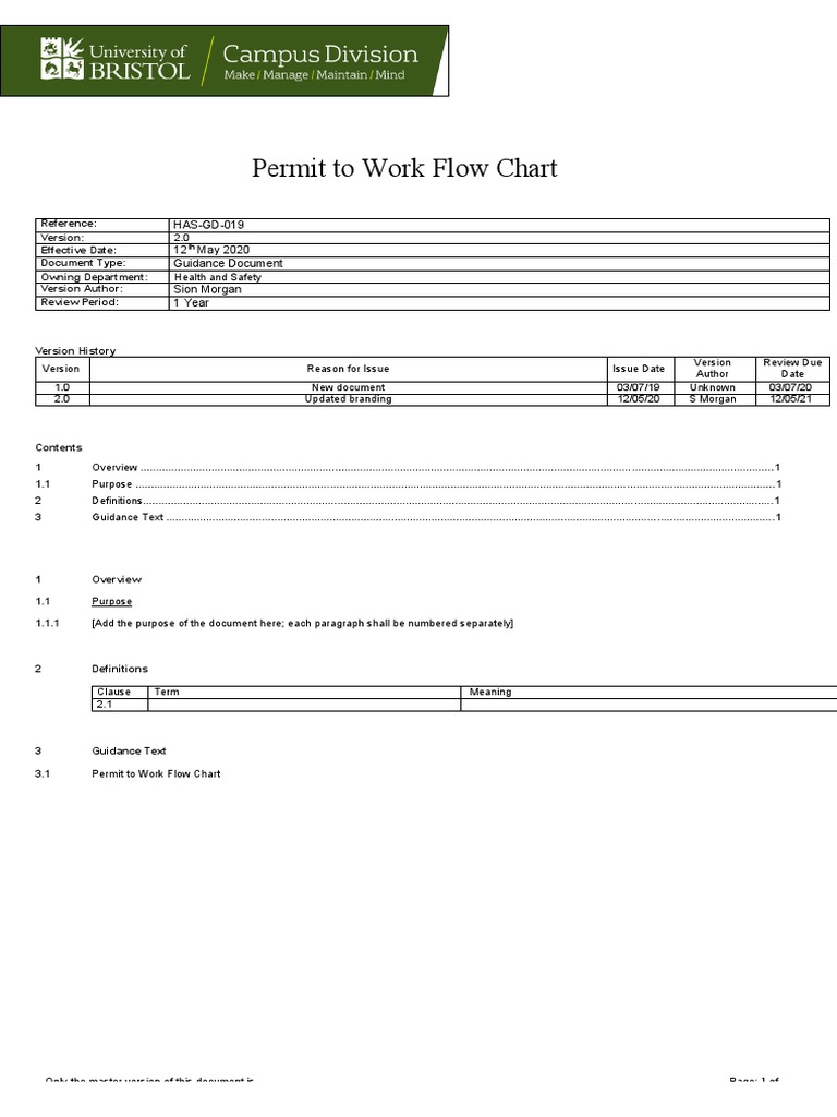 Permit To Work Flow Chart | PDF | Risk | Safety