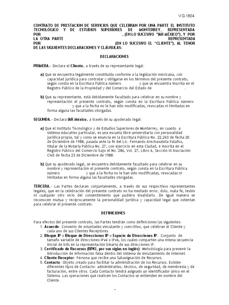 Contrato IP Generico MUESTRA | PDF | Internet | México